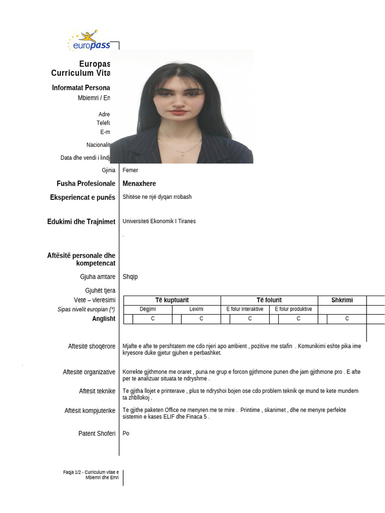 CV Ersela Gjata | PDF