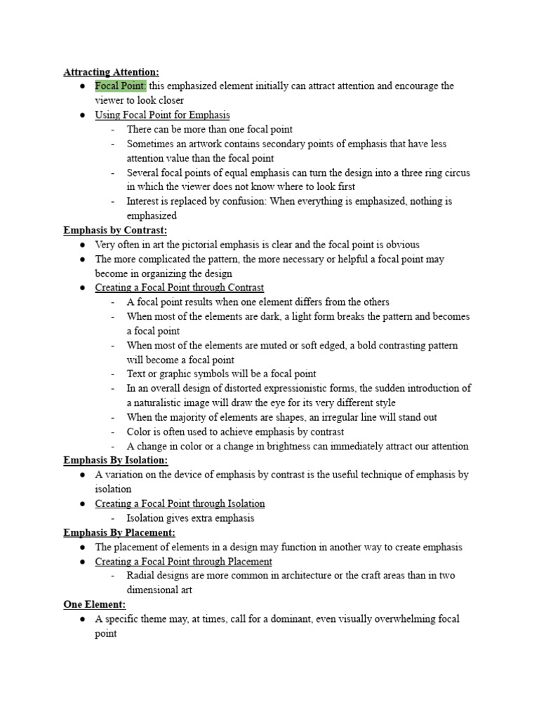 Chapter 3 - Emphasis and Focal Point - Rianna Alexis Mateo | PDF | Composition (Visual Arts ...