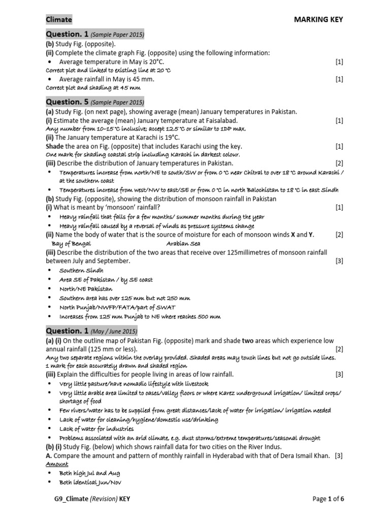 G9 B.1 d. Climate KEY Revision | PDF | Rain | Monsoon