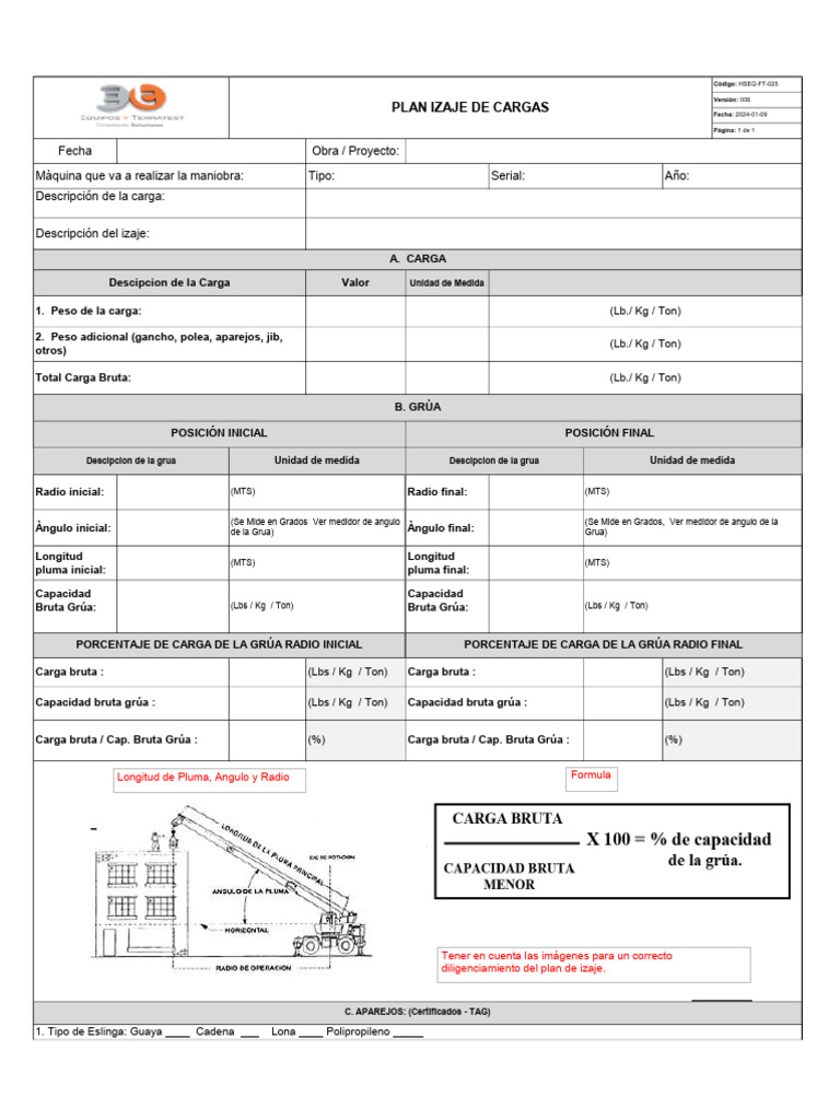 Plan de Izaje de Cargas Detallado | PDF | Grúa (máquina) | Ángulo