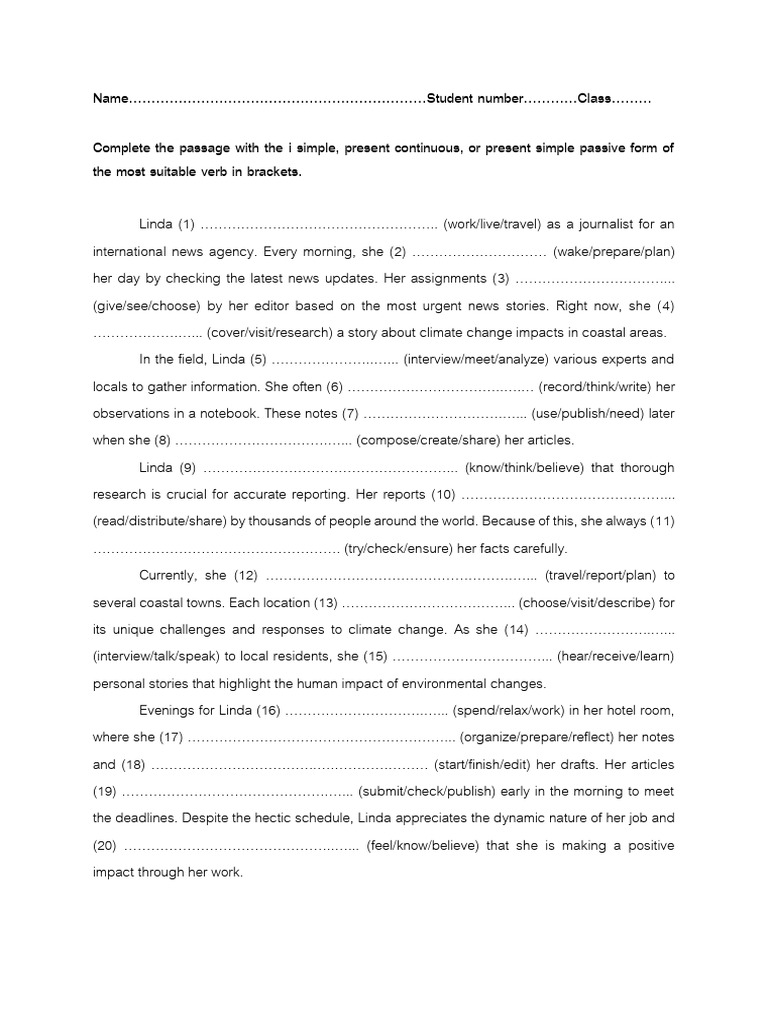 Present Tense Review Unit 1 | PDF