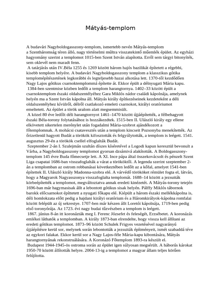Mátyás-Templom Gótika | PDF