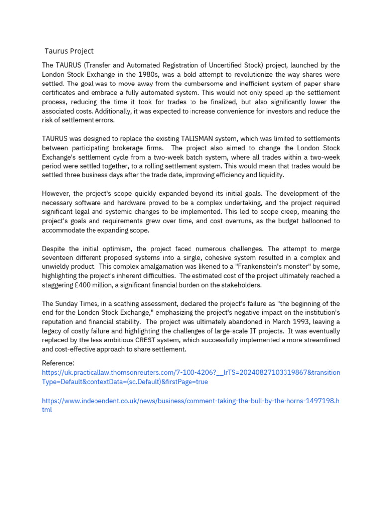 Taurus and Big Dig Project Background Study and Case Study | PDF ...