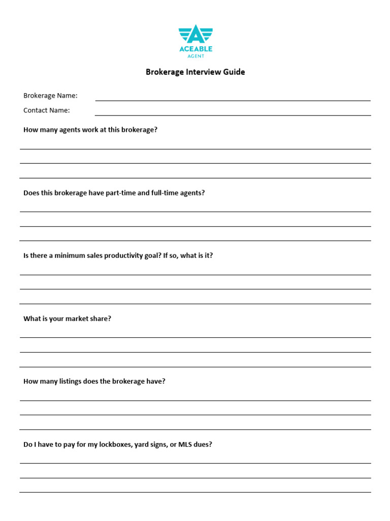 Aceable Agent Interview Guide For Brokerages | PDF