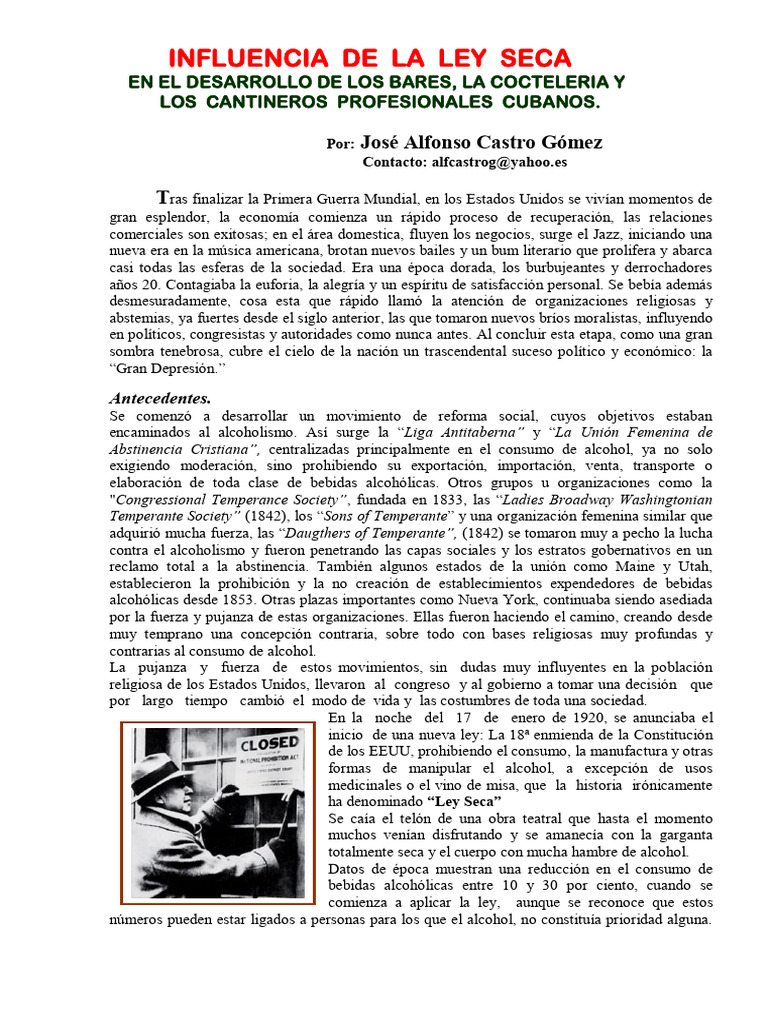 Impacto de la Ley Seca en Cuba | PDF | Cuba | Prohibición