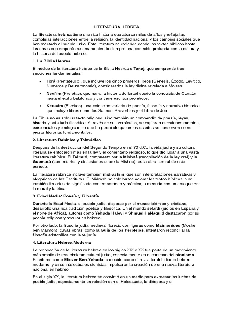Literatura Hebrea | PDF | Biblia | Literatura rabínica