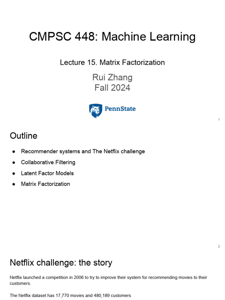 15 - Matrix Factorization | PDF | Applied Mathematics | Algorithms