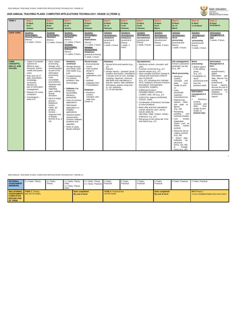 2025 CAT Grade 12 ATP | PDF | Databases | Augmented Reality