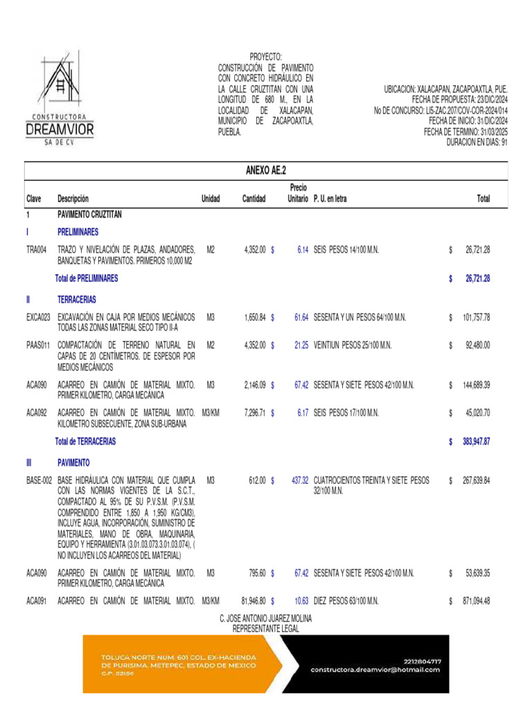 Anexo Ae.2 Dreamvior Pav Cruztitan | PDF | Materiales | Material compuesto