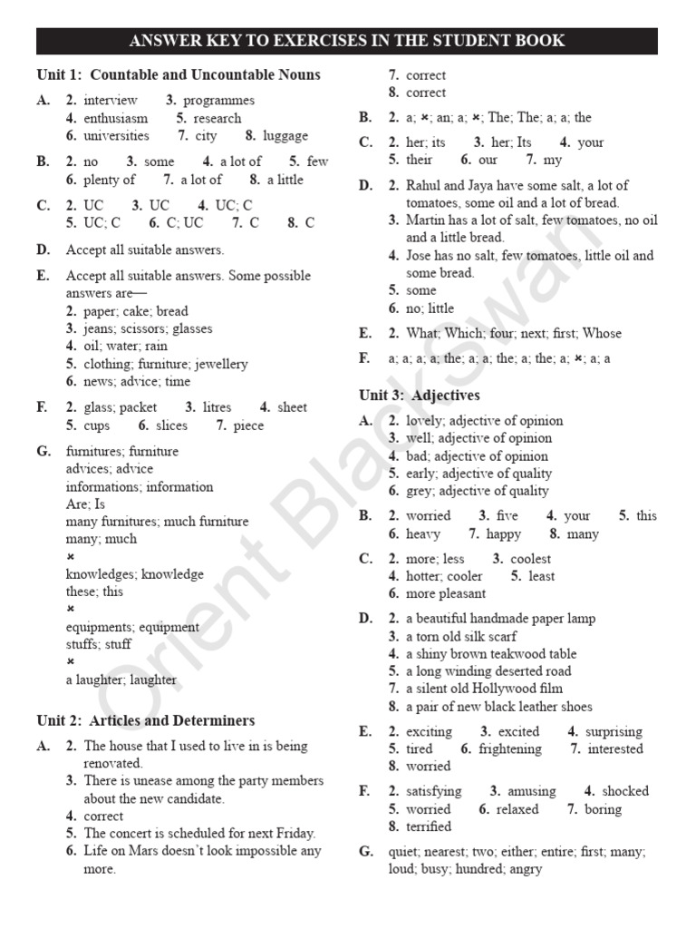 Class 7 Grammar Land Key | PDF | Adverb | Adjective