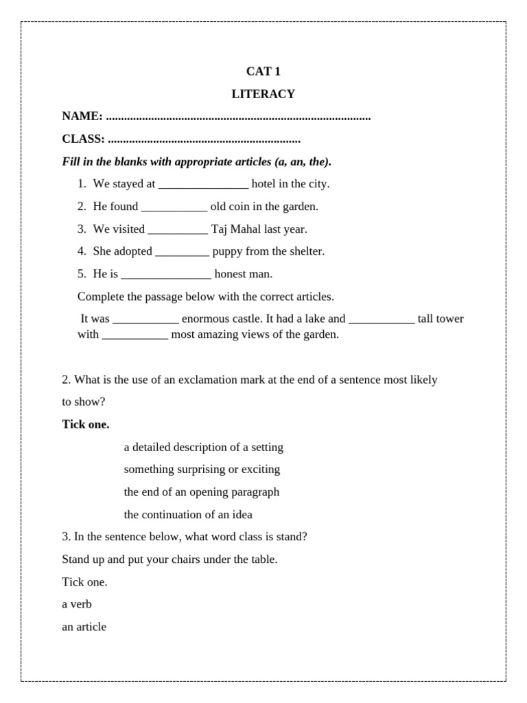 CAT 1 | PDF | Part Of Speech | Noun