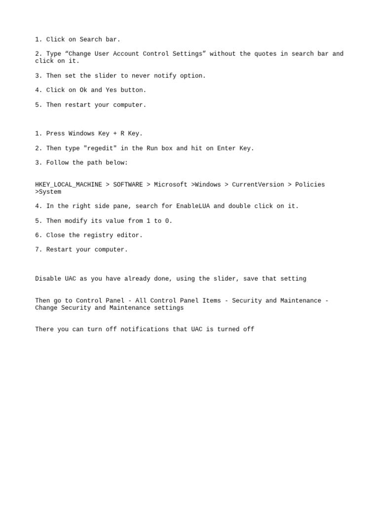 Change User Account Control Settings | PDF