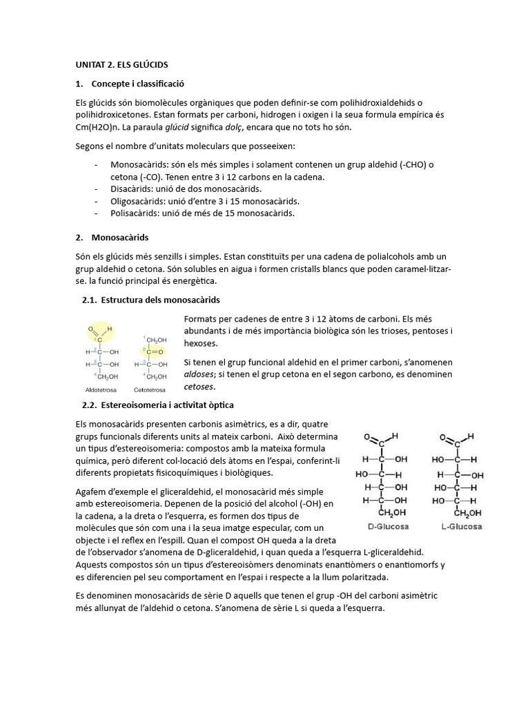 TEMA 2 Glúcids | PDF