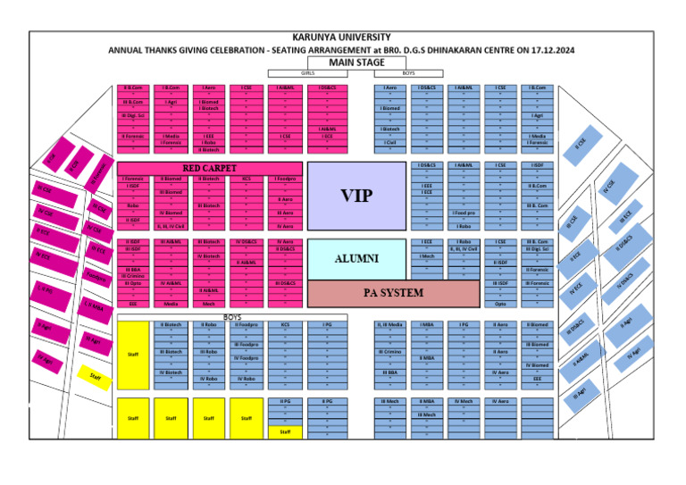 Seating Chart for Annual Thanksgiving Programme | PDF