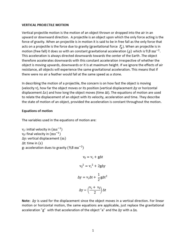 Topic 2-Vertical Projectile Motion | PDF | Acceleration | Velocity