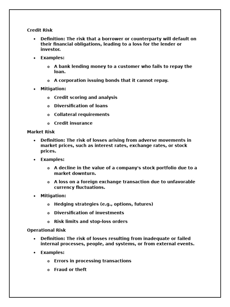 Credit Risk Market and Operational Risk | PDF