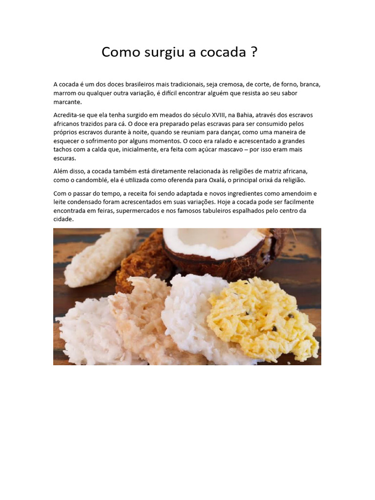 Como Surgiu A Cocada | PDF