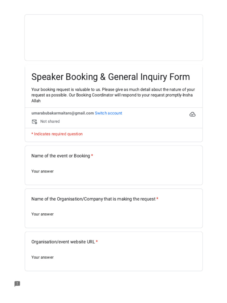 Speaker Booking & General Inquiry Form | PDF | Human Communication