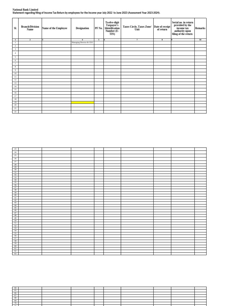 Income Tax Format 2023 | PDF