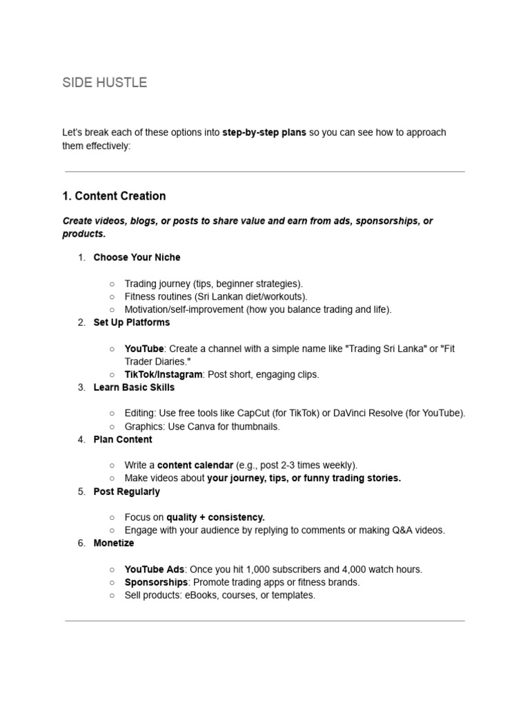 Side Hustle | PDF | You Tube | Social Media