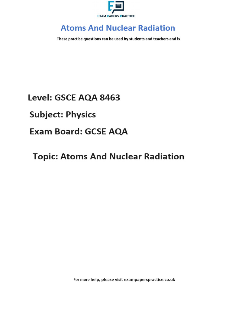 Atoms and Nuclear Radiation 1 | PDF | Radioactive Decay | Nuclear Fusion