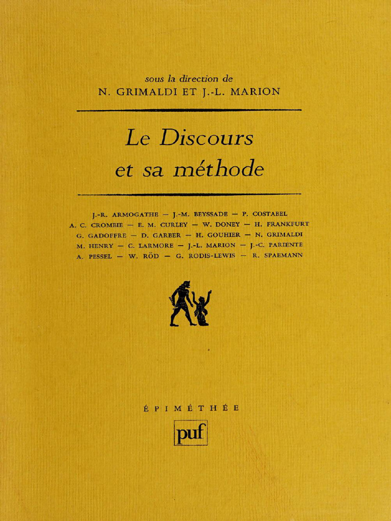 Marion, J.-L. & Grimaldi N., Le Discours Et Sa Méthode Colloque Pour Le ...