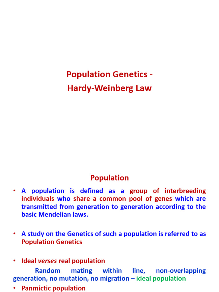 population genetics & H-W law | PDF | Zygosity | Dominance (Genetics)