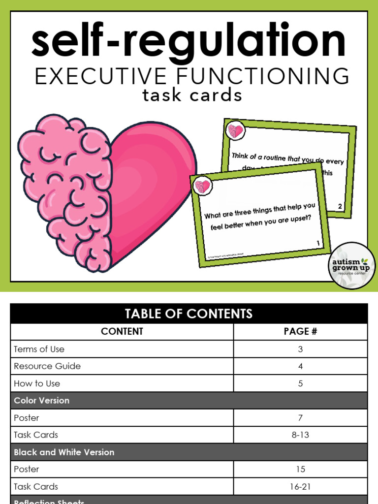 Self-Regulation - Executive Functioning Skills Task Cards | PDF | Emotional Self Regulation ...