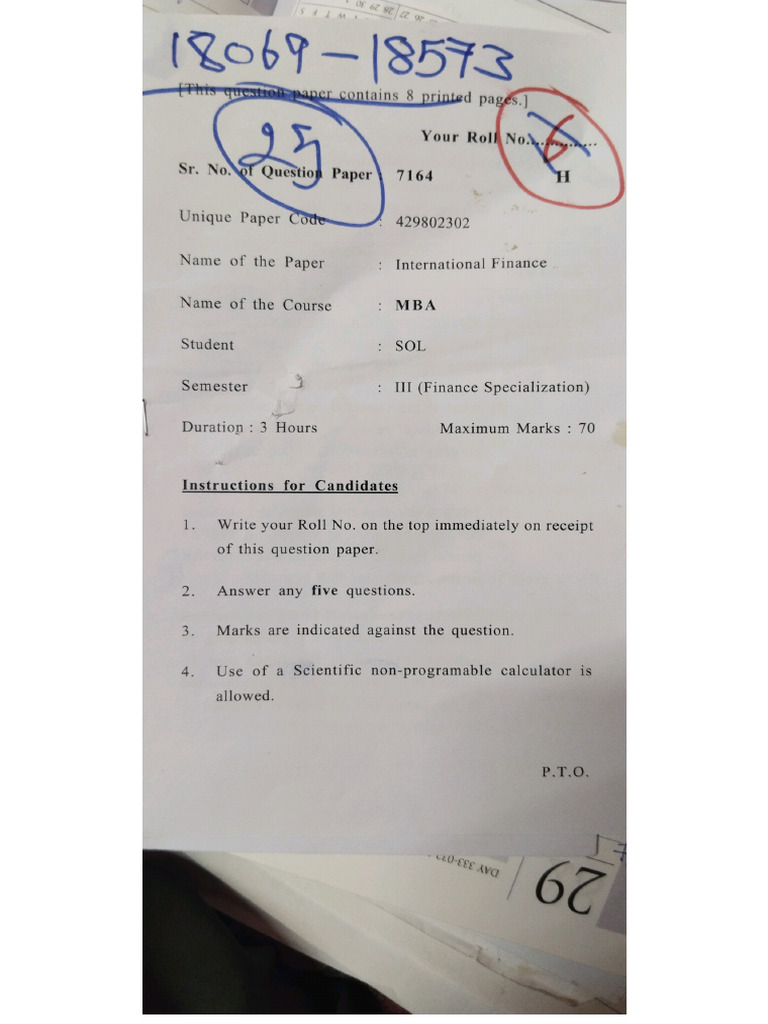 SEM 3 - Finance - International FM - PYQP - June'24 | PDF