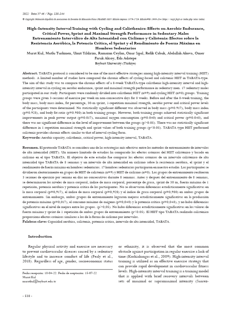 High Intensity Interval Training With Cy | PDF | High Intensity Interval Training | Physical Fitness