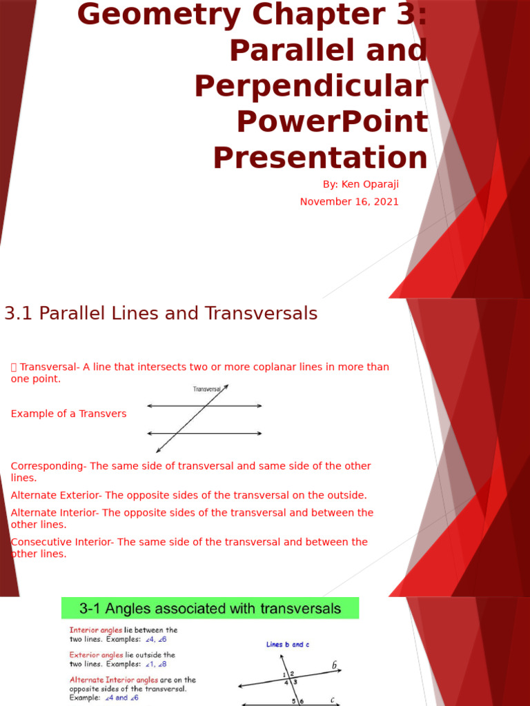 Ken's Geometry Chapter 3 Powerpoint | PDF