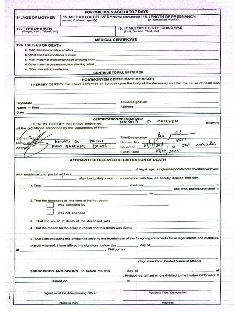 Death Certificate Nora | PDF