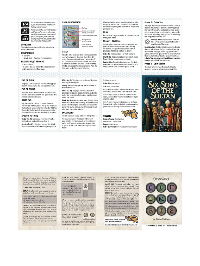 Button Shy Rules Nano Games | PDF
