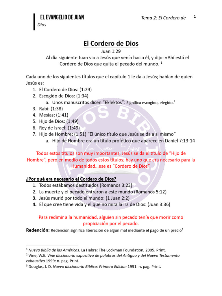 Significado del Cordero de Dios | PDF | Pecado | Jesús