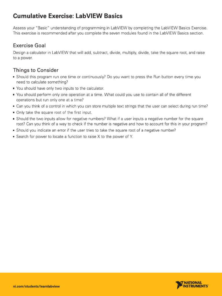 LabVIEW Exercise | PDF