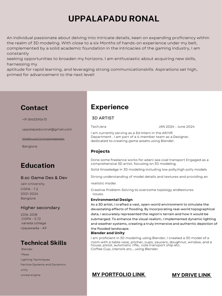 3D Modeling Intern Portfolio | PDF | Blender (Software) | 3 D Modeling