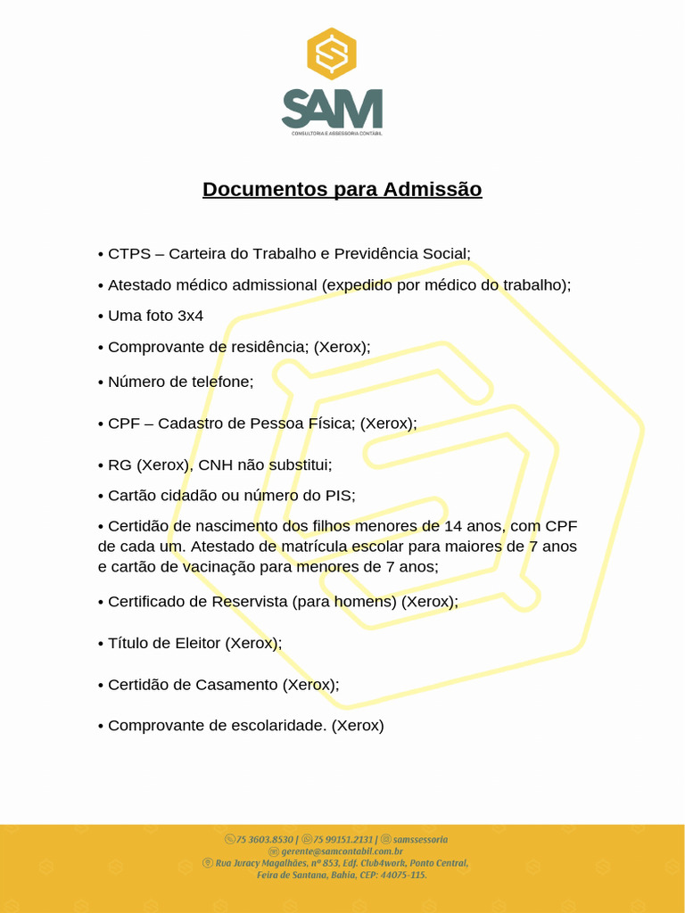 Documentos Admissao | PDF