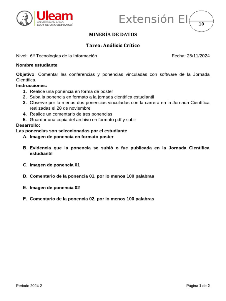 Sem 14 TAREA ComentarioPonencias | PDF