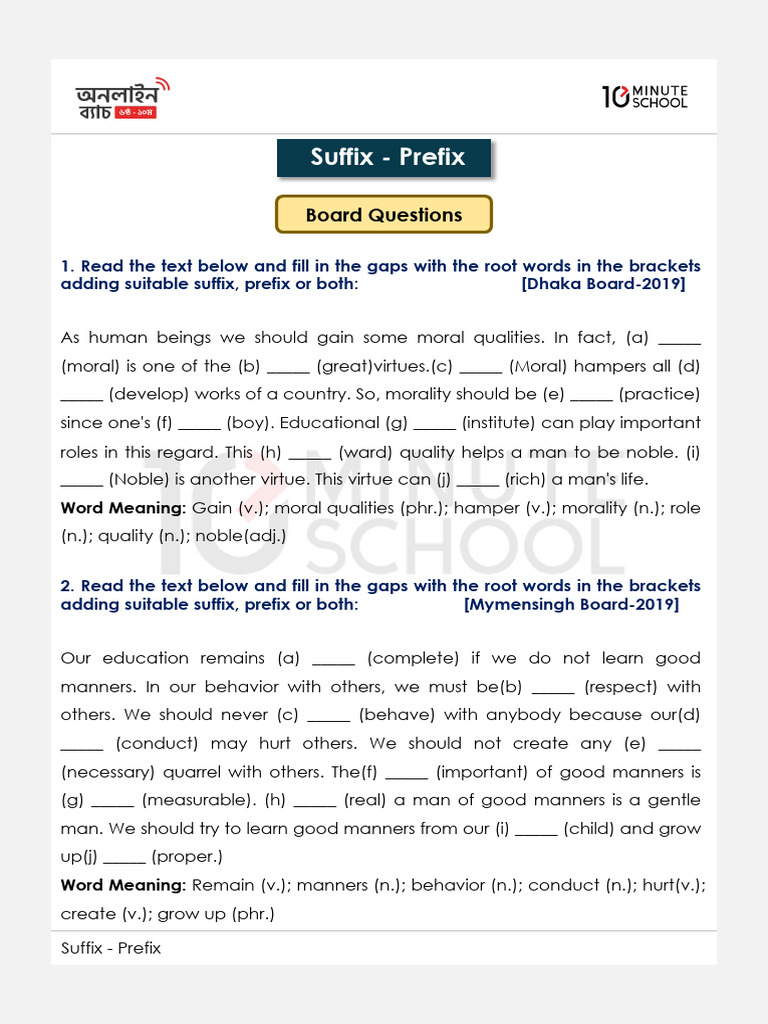 Suffix Prefix Done by Moaz | PDF