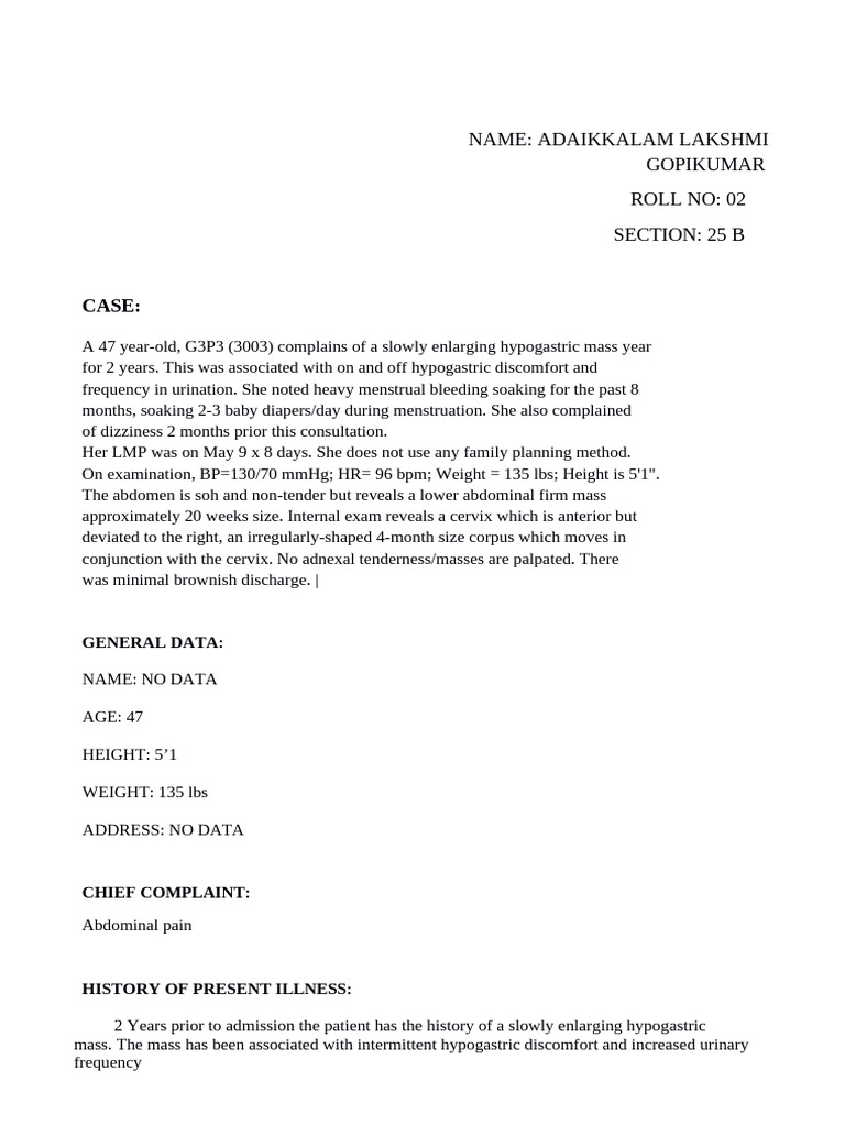 OB CASE 3 | PDF | Causes Of Death | Diseases And Disorders