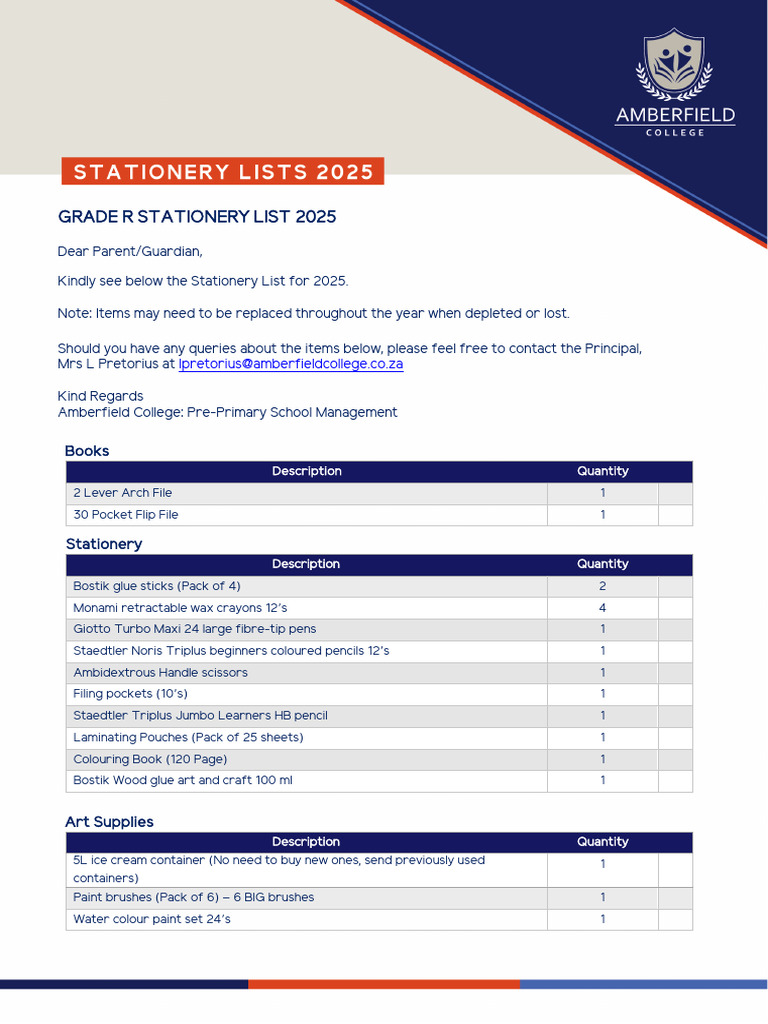 stationery-requirements-gr-r-2025 | PDF | Conservation And Restoration ...