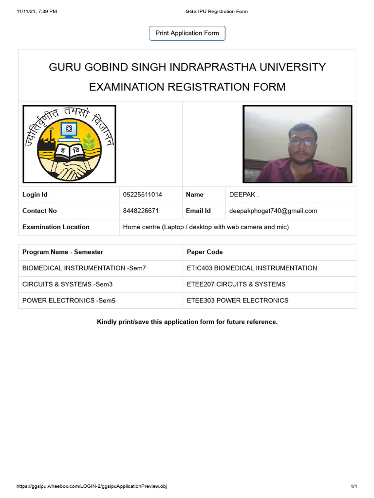 GGS IPU Registration Form | PDF