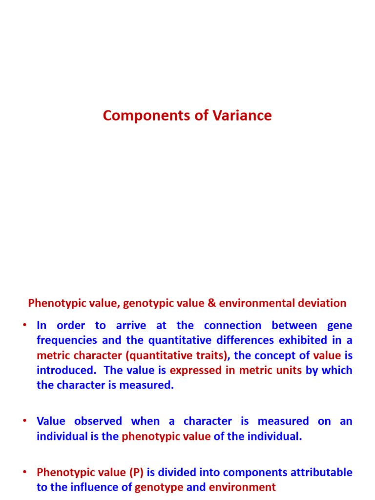C62 - Components of Variance | PDF | Heritability | Dominance (Genetics)