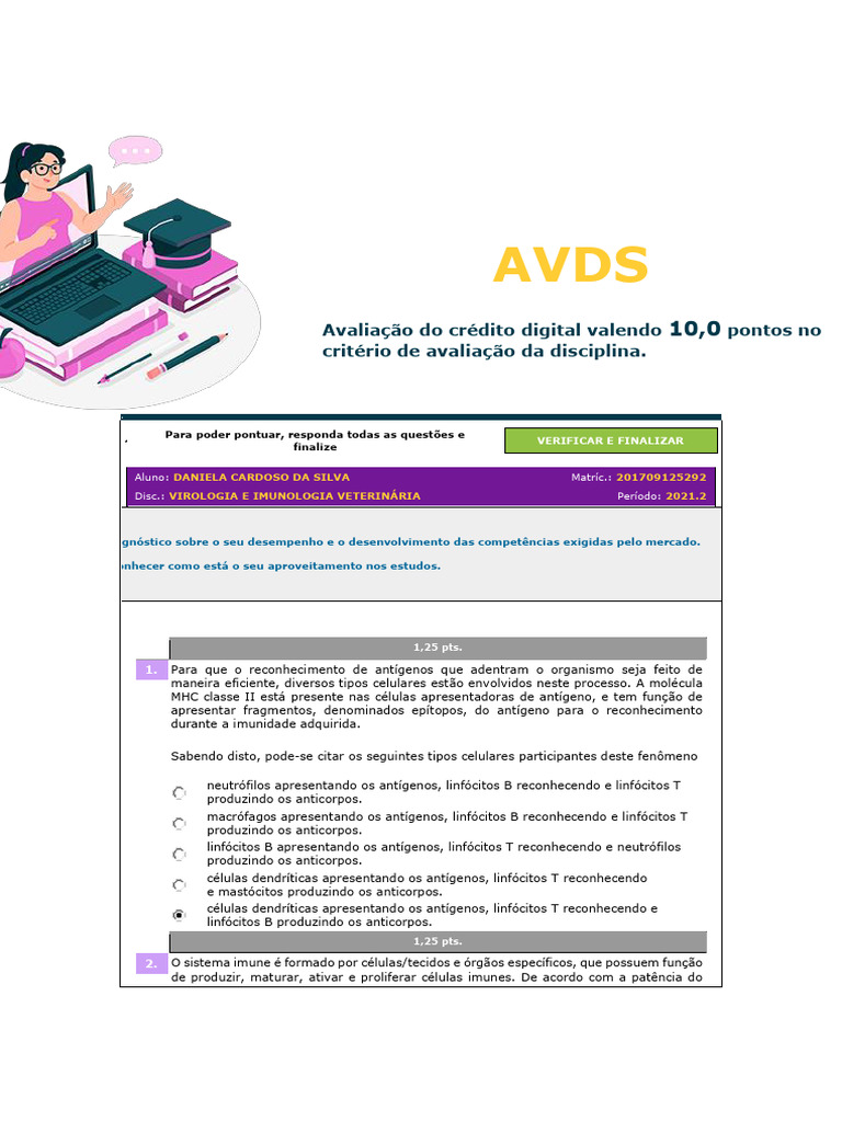 Avaliação Digital AVDS - VIROLOGIA E IMUNOLOGIA VETERINARIA | PDF ...