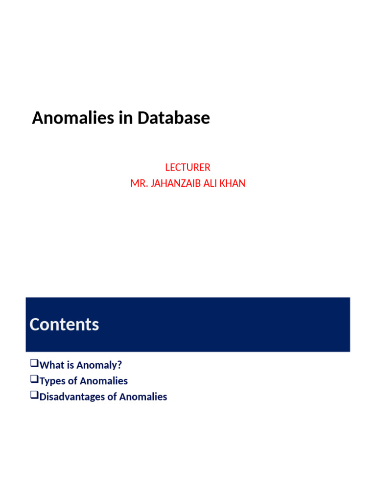 Anomalies in Database | PDF | Databases | Information Science