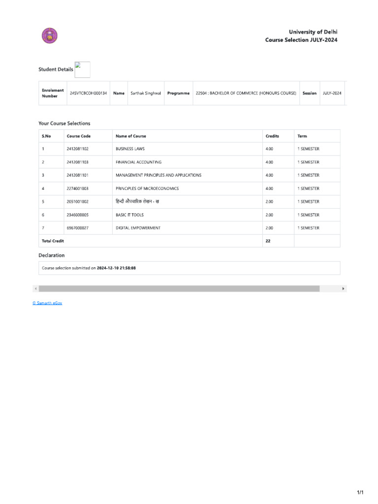 Course Selection | PDF