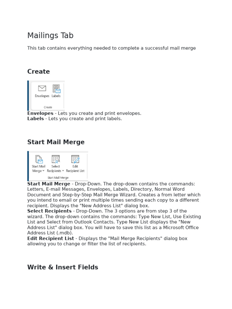 Mailings Tab | PDF | Mail | Software