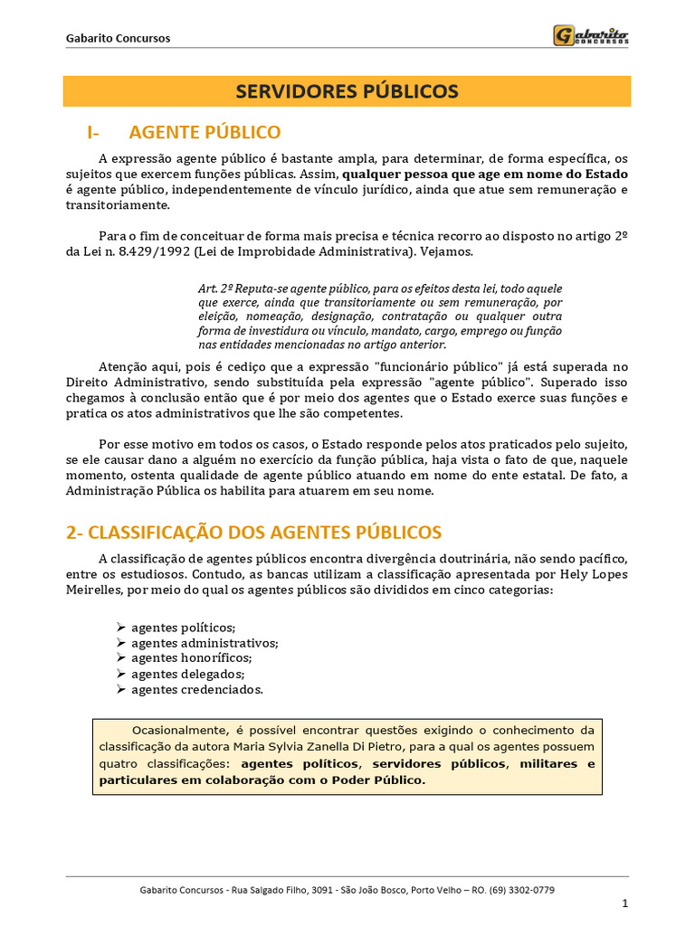 Classificação dos Agentes Públicos | PDF | Administração pública ...