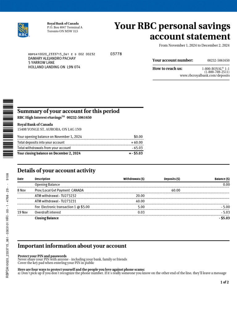 Savings Statement-1650 2024-12-02 | PDF | Cheque | Banks