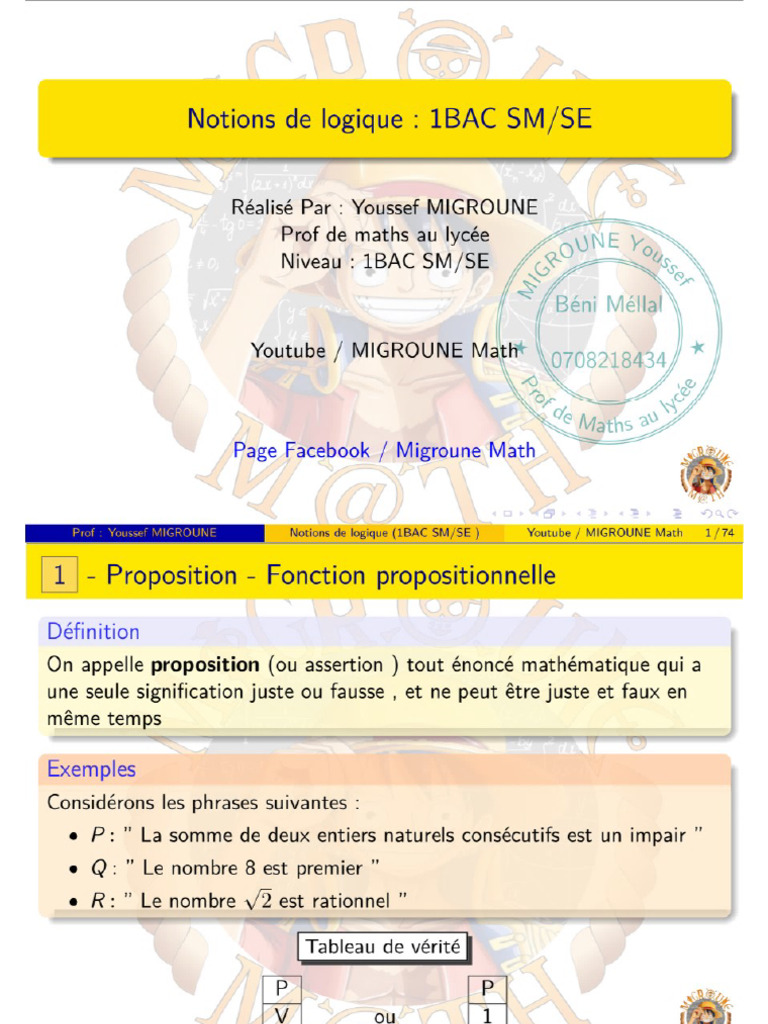 Notions de Logique 1BAC SM - SE | PDF